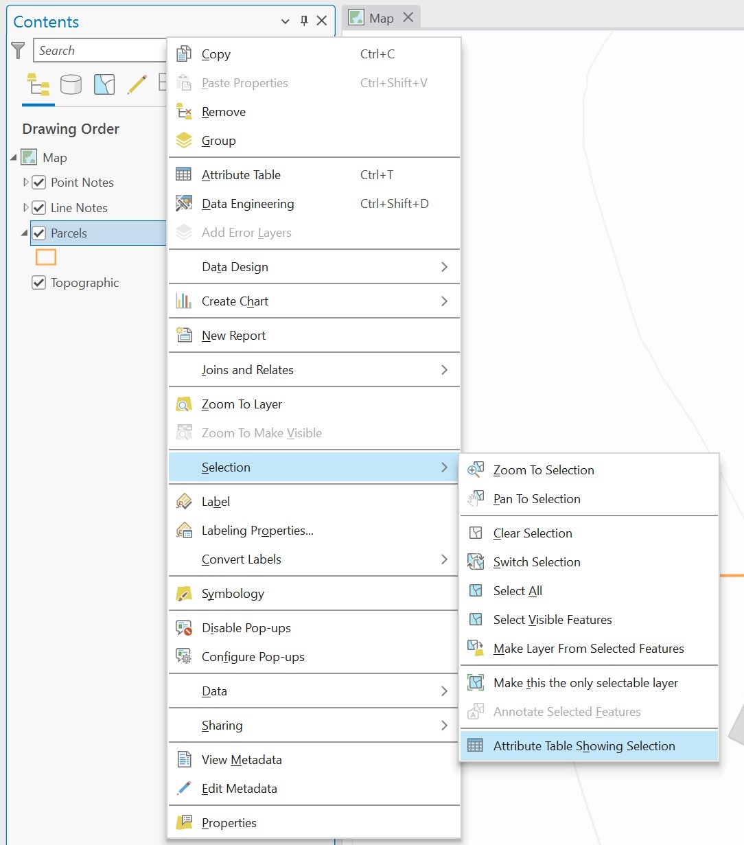How to view Selected Parcels in the Attribute Table (ArcGIS Pro)
